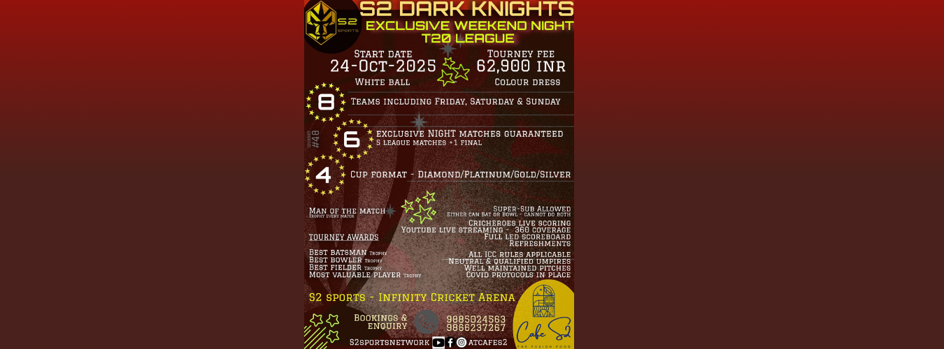 S2 Dark Knights - Cricket Tournament in Hyderabad at S2 Sports â ...